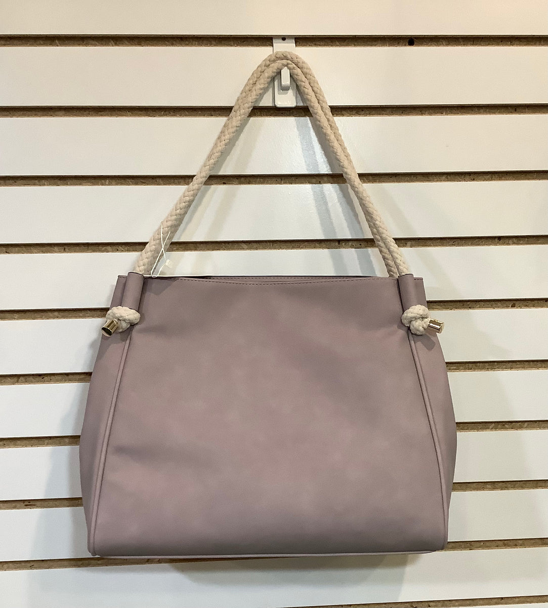 Dusty Rose Colored Leather Purse w/ Rope Handles by Simply Noelle ...